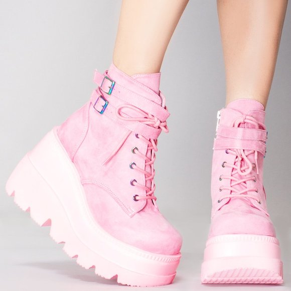 Demonia | Shoes | Demonia Shaker 52 Sucker Punch Pink Platform Boots ...
